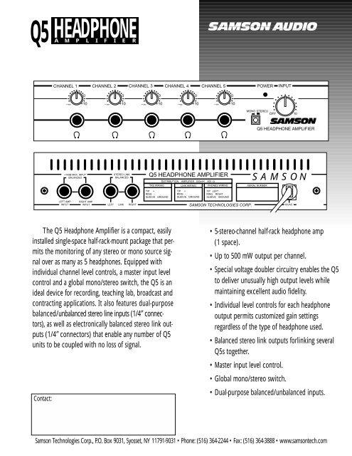 Download the Q5 Technical Sheet in PDF format - Samson