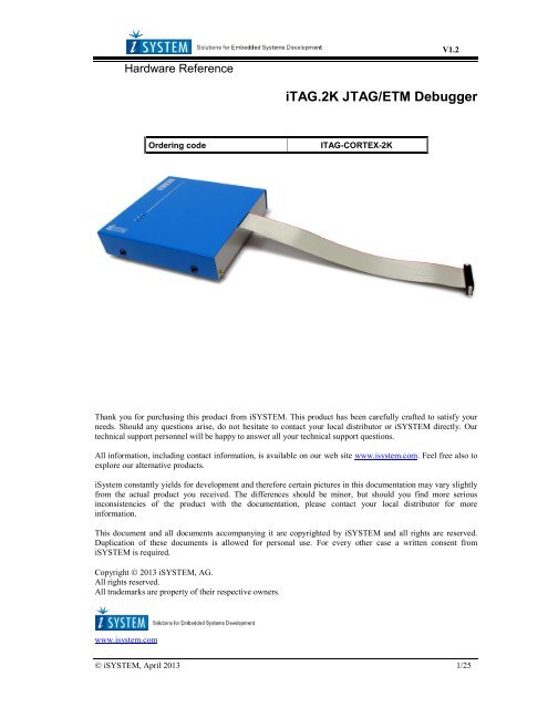 iTAG.2K JTAG/ETM Debugger - iSYSTEM