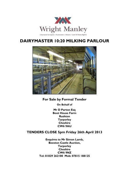 DAIRYMASTER 10:20 MILKING PARLOUR For ... - Wright Manley