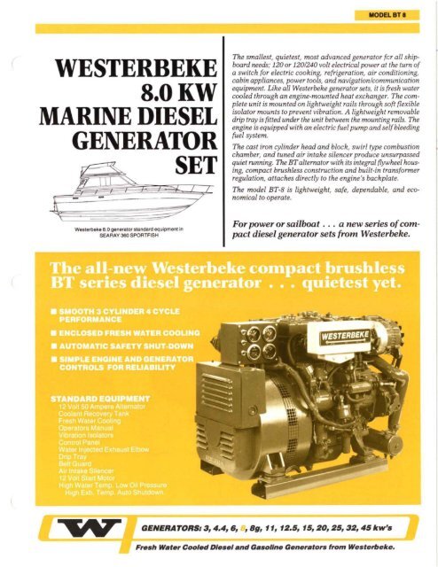 WESTERBEKE 8.0KW MARINE DIESEL GENERATOR SET
