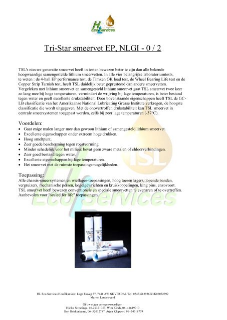 Tri Star Lube, het originele blauwe smeervet EP2, HL Eco Services