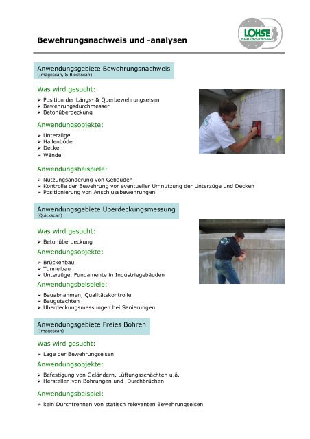 Datenblatt Bewehrungsnachweisanalysen - Lohse ...