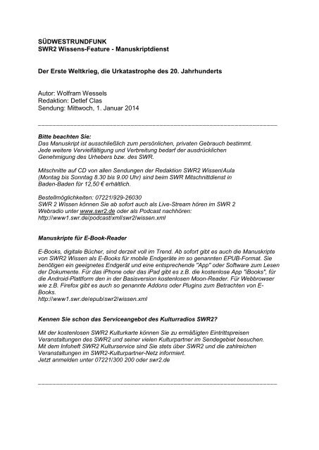 Manuskript zum Download - Südwestrundfunk