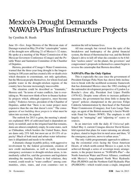 Mexico's Drought Demands 'NAWAPA-Plus' Infrastructure Projects