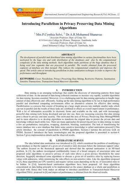 Introducing Parallelism In Privacy Preserving Data Mining Algorithms