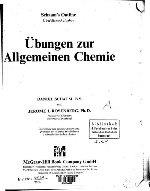 Übungen zur Allgemeinen Chemie DANIEL SCHAUM, BS