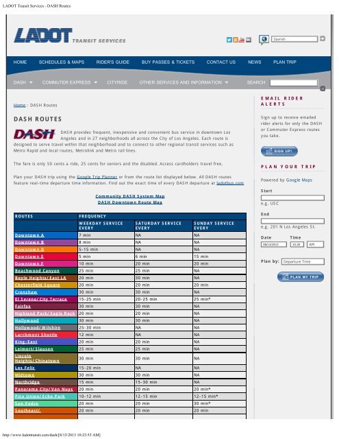 LADOT Transit Services - DASH Routes