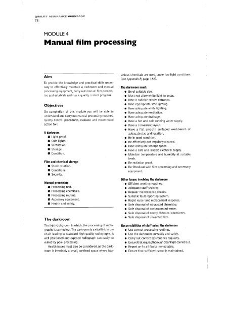 Module 4: Manual Film Processing