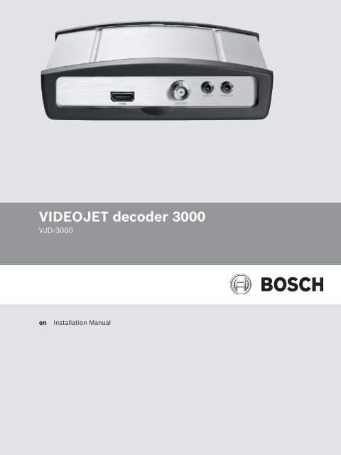 VIDEOJET decoder 3000 - Bosch Security Systems
