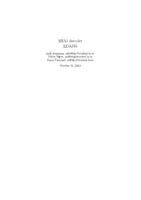 SHA1 decoder EDA385