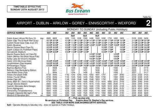 AIRPORT − DUBLIN − ARKLOW − GOREY ... - Bus Eireann