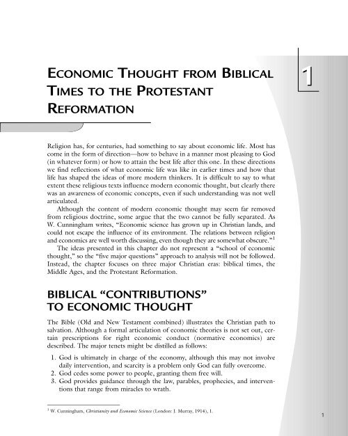 economic thought from biblical times to the protestant reformation ...