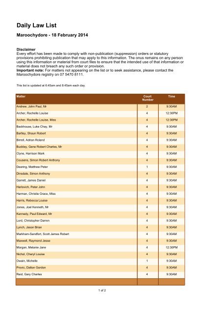 Maroochydore Magistrates Court