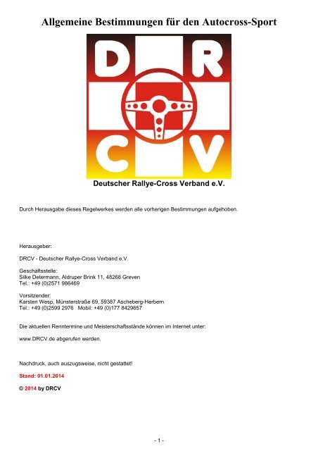 Allgemeinen Bestimmungen - DRCV