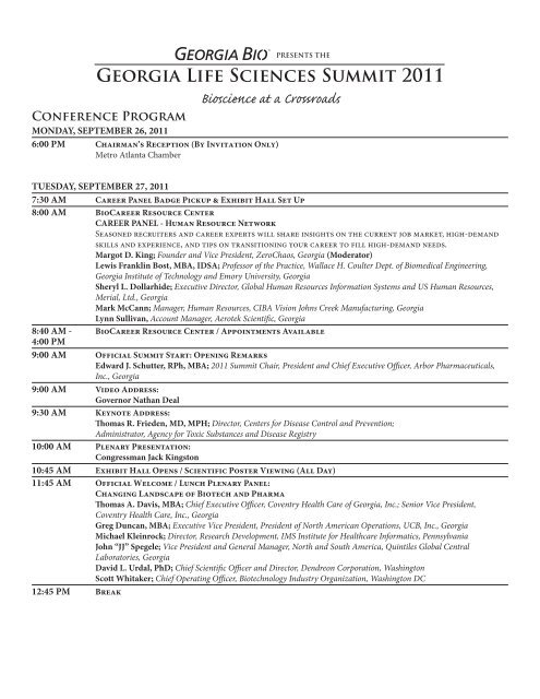 Georgia Life Sciences Summit 2011 Bioscience at a - Informed ...