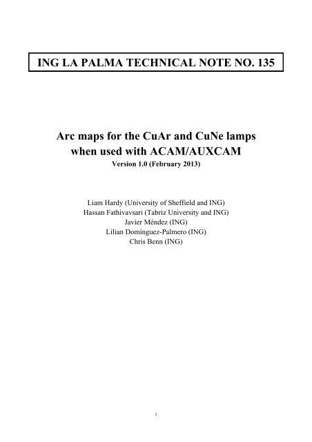 Arc maps for the CuAr and CuNe lamps when used with ACAM ...
