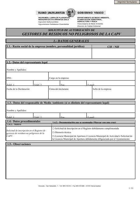 Formulario de registro de gestores