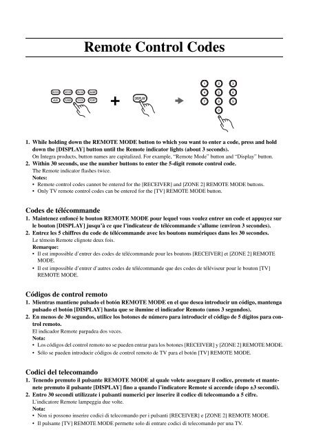 Remote Control Codes - Onkyo USA Maintenance