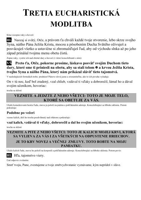 III. eucharistická modlitba - Inky