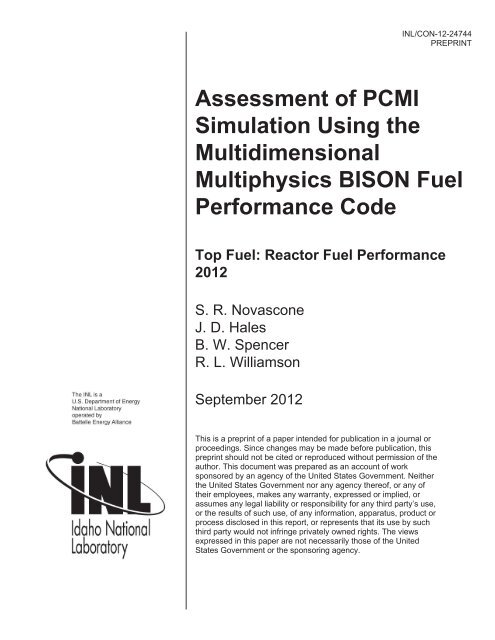 Assessment of PCMI Simulation Using the Multidimensional ...