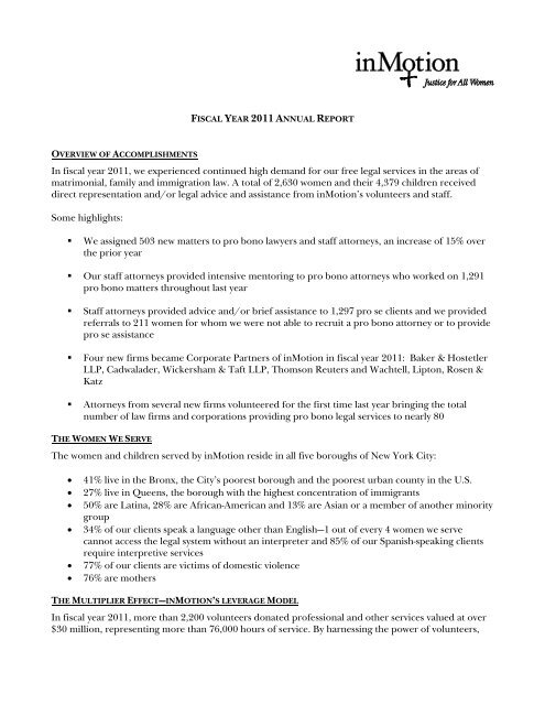 EXECUTIVE DIRECTOR'S ANNUAL REPORT - inMotion Inc.