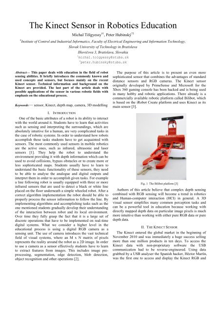 The Kinect Sensor in Robotics Education - InnoC