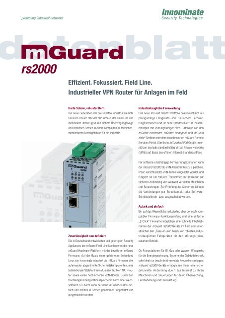 mGuard rs2000 Datenblatt - Innominate Security Technologies AG
