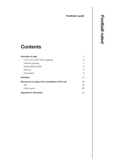 Football rules!, Facilitator Guide