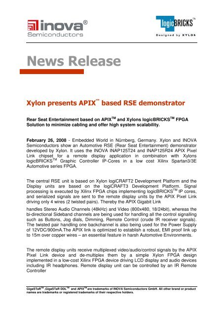 News Release - Inova Semiconductors