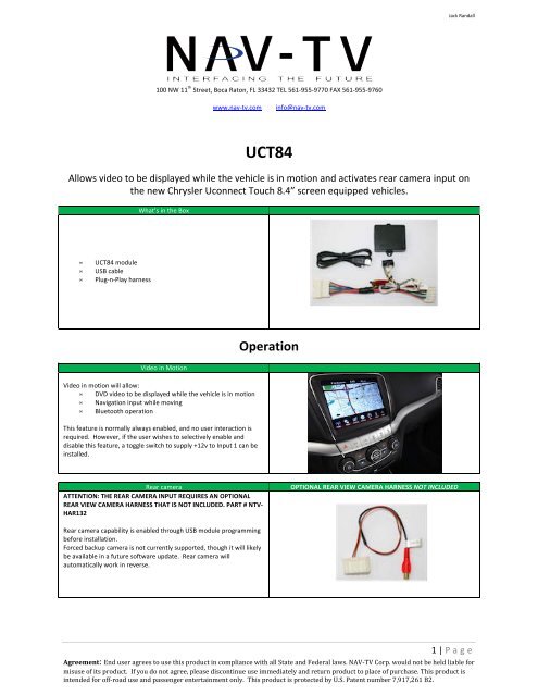 User and Installation Manual - Nav-TV