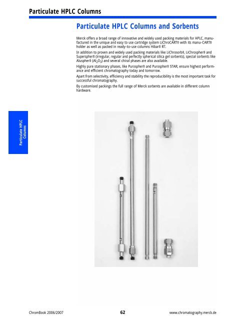 Particulate HPLC Columns and Sorbents
