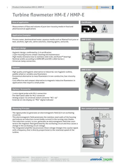 Turbine flowmeter HM-E / HMP-E - Charnwood Instrumentation ...
