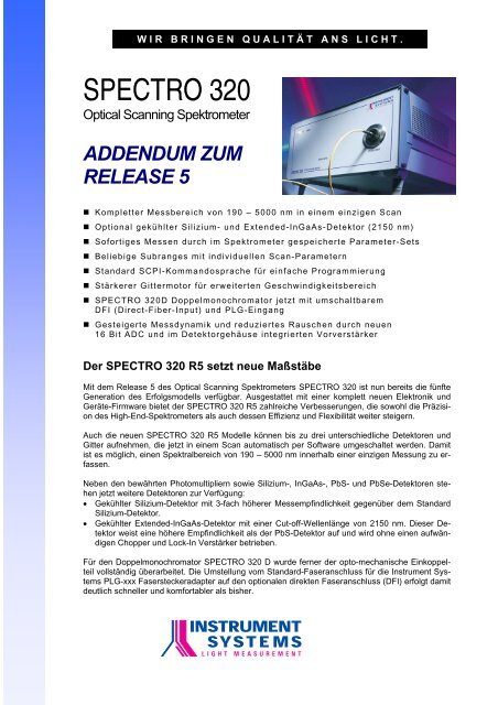 SPECTRO 320 - Instrument Systems