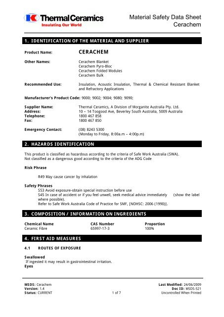 9015_MSDS - Cerachem.pdf - Insulation Industries