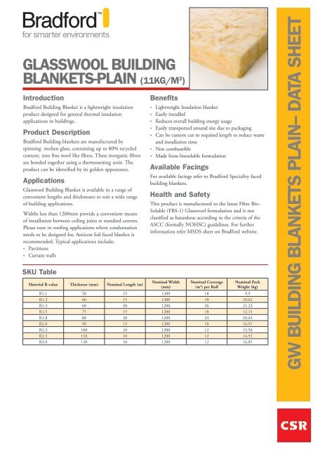 Builders blanket datasheet - Insulation Industries