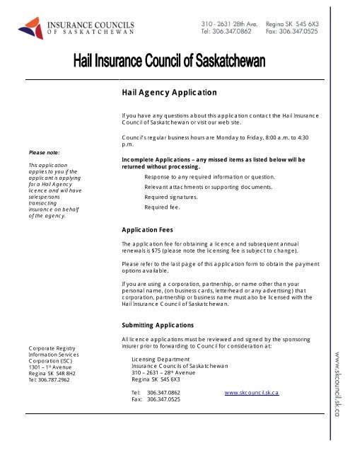 Part A: Identification Information - Insurance Councils of Saskatchewan