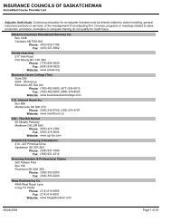 Segregated Fund Report - Insurance Councils of Saskatchewan