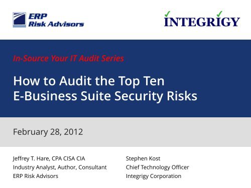 How To Audit The Top Ten E Business Suite Security Risks Integrigy