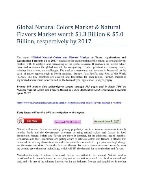 Global Natural Colors Market worth $1.3 Billion by 2017