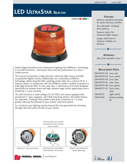 UltraStar LED Beacon - INTERCON Truck Equipment