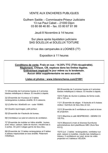VENTE AUX ENCHERES PUBLIQUES Guilhem ... - Interencheres