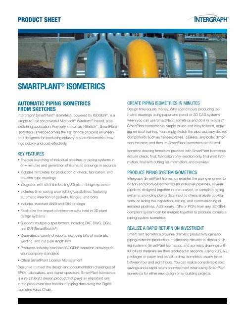 SMARTPlANT® ISOMETRICS - Intergraph