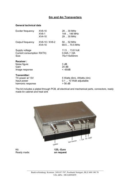 6m and 4m Transverters - DF2FQ