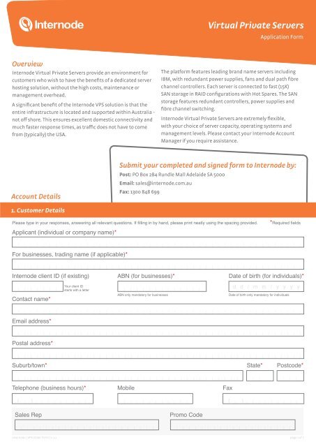 VPS Application Form - Internode