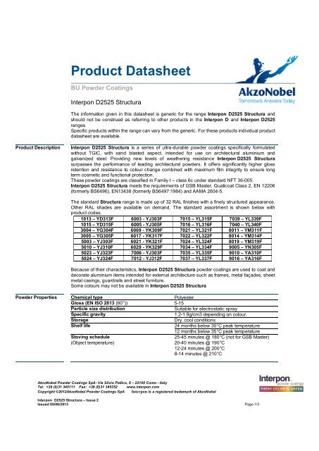 Interpon D2525 Structura - Issue 1 Oct 2011
