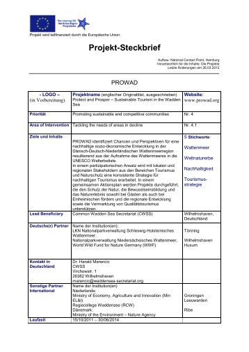 Projekt-Steckbrief - Interreg-Nordsee