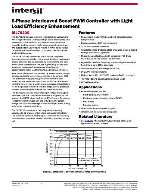 6-Phase Interleaved Boost PWM Controller with Light Load ... - Intersil