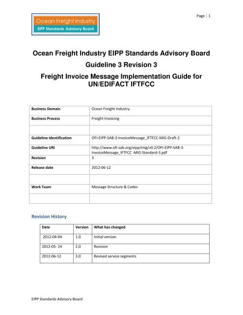 Ocean Freight Industry EIPP Standards Advisory Board ... - Inttra