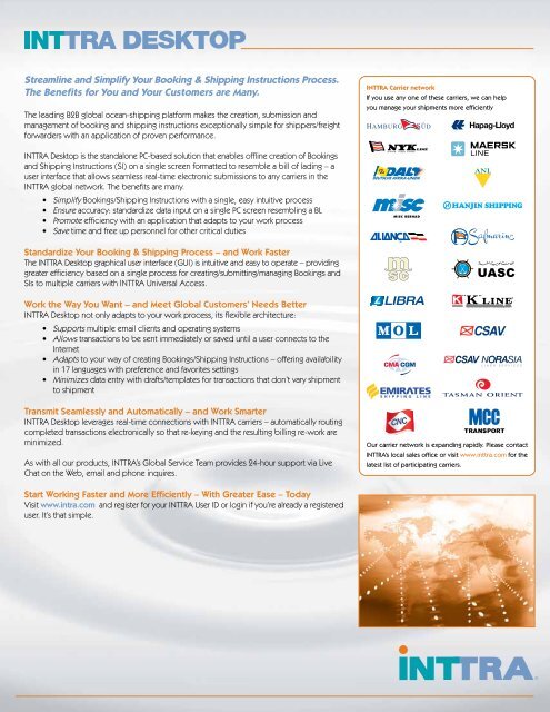 Streamline and Simplify Your Booking & Shipping Instructions ... - Inttra