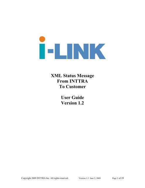 XML Status Message From INTTRA To Customer User Guide ...
